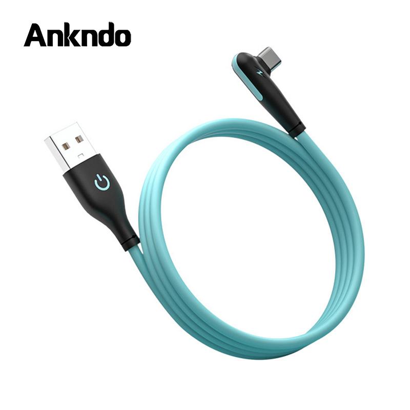 Buy Ankndo 90° Type C Usb C Tpe Soft Cable Fast Charging Data Cord For ...