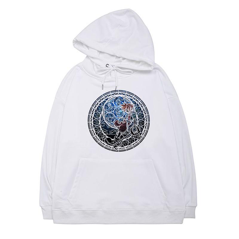 Buy Autumn Blue Glass Heartless Print Unisex White Hoodies Drawstring ...