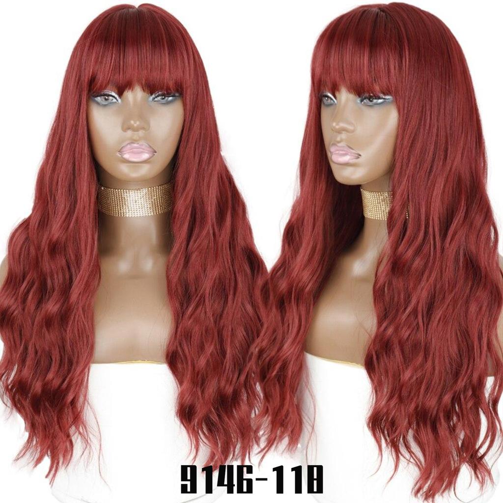 Cheap MERISIHAIR Long Water Wave Synthetic Wigs With Bangs Natural Wavy ...
