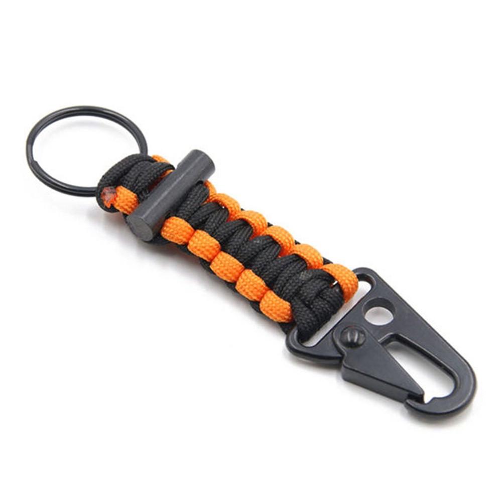 Buy Survival Parachute Cord Lanyard Keychain Climbing Carabiner Flint ...