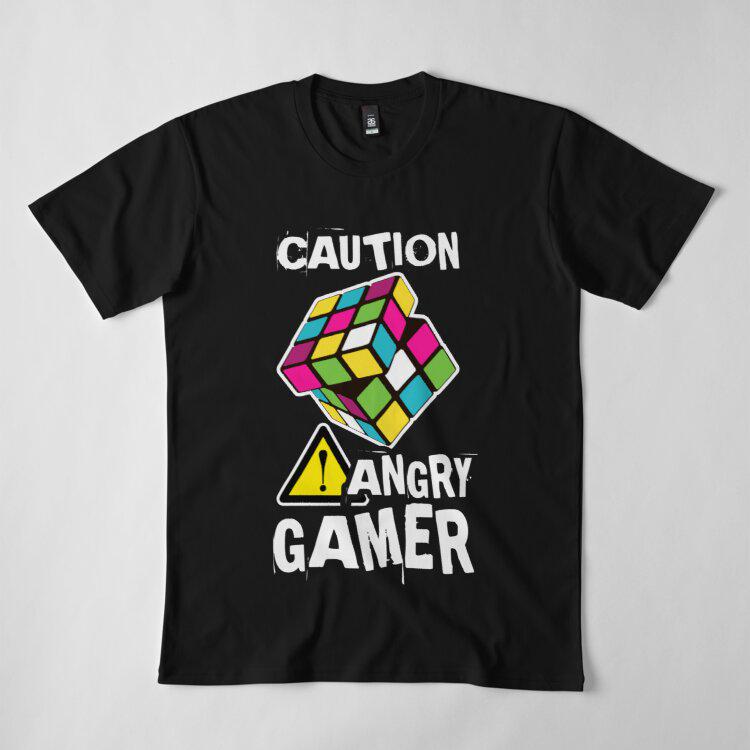 Men's Premium T-shirt 200gsm Cotton Double Yarn Tees Angry Gamer Game ...
