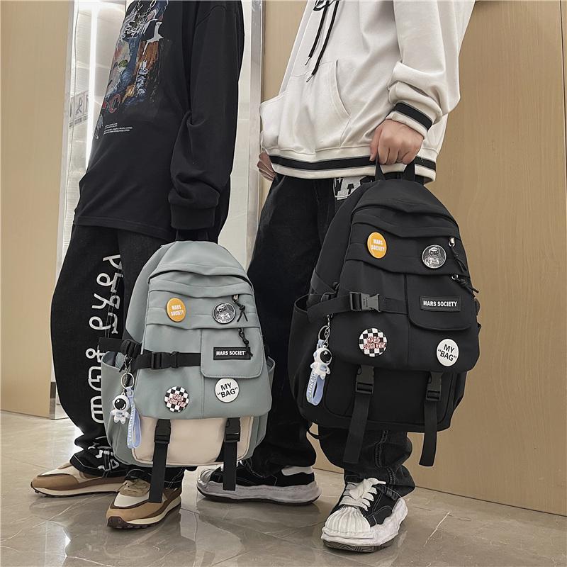 Buy Simple Solid Color Waterproof Backpack For Teen Large Capacity Book ...