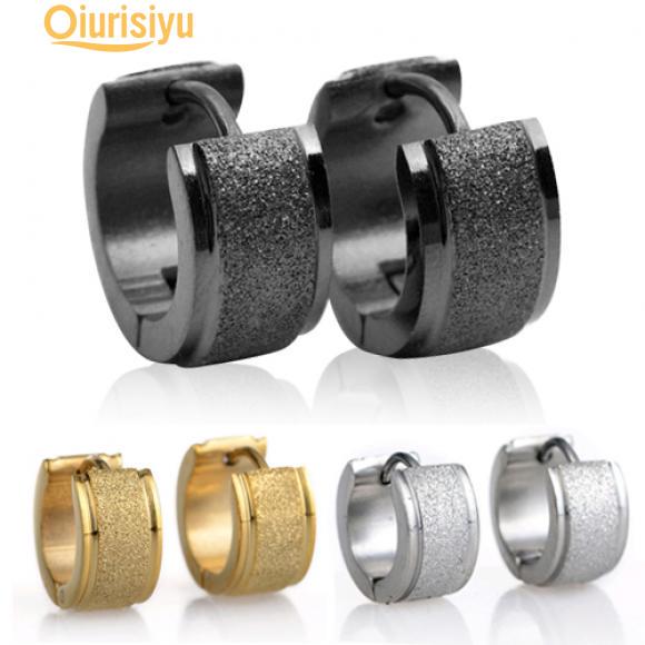 1 Pair Titanium Steel Dull Polish Hoop Huggie Earrings Ear Studs ...