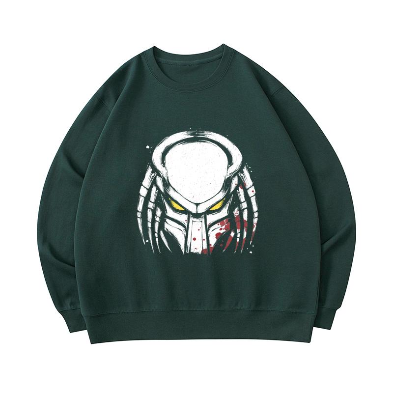 Buy Men's 300 GSM 100% Cotton Sweatshirt Predator Mask Print Street ...