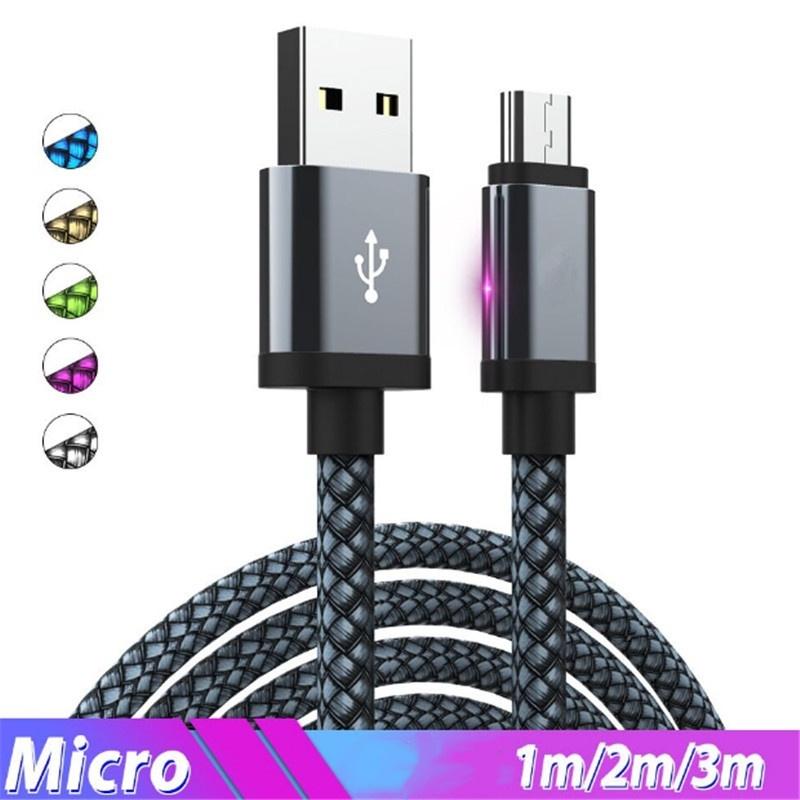 Buy 1M 2M 3M Micro USB Fast Charging Data Sync Cable Braided Cord for ...