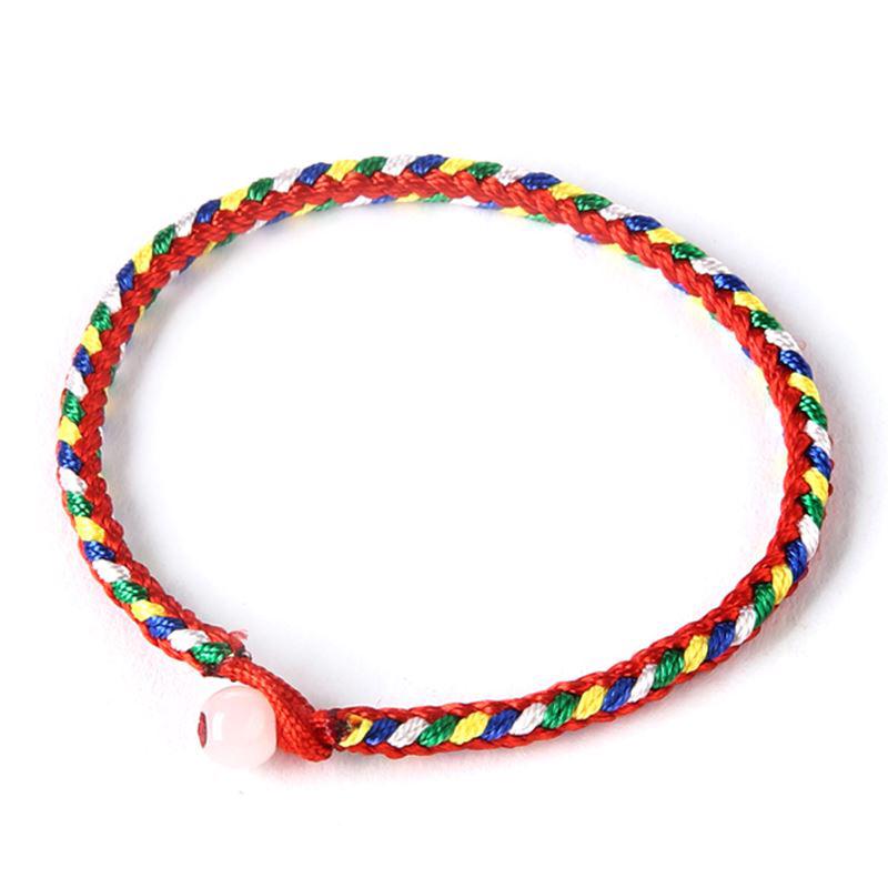 Buy Bracelet Knit Five-colored Ropes Thin Auspicious Omen Money Drawing ...