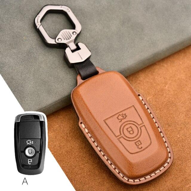 Buy Leather 2020 Key Case for Ford Focus Edge Explorer 5 Mondeo Mk4 ...