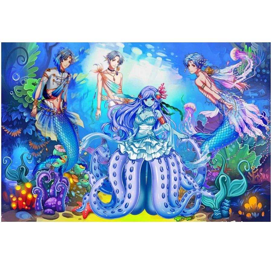 Buy Japanese Cartoon Octopus Princess Diy Square Drill Round Full ...
