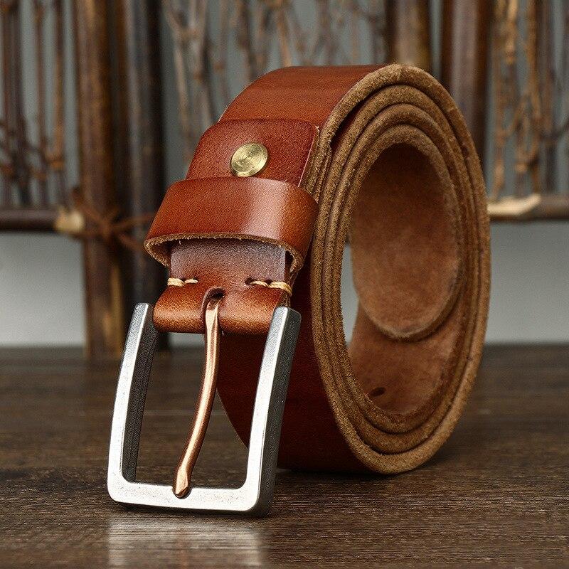 Cheap 3.8Cm Thick Natural Original Cowhide Belt For Men Stainless Steel ...
