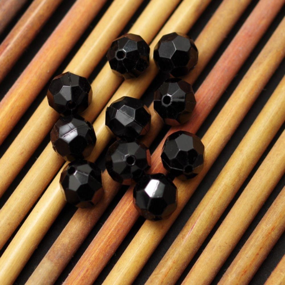 Satın alın 200pcs 8mm Round Beads Black Faceted Spherical Beads Jet ...