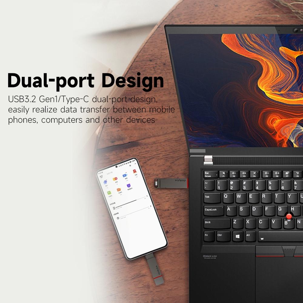 Cheap Thinkplus TU200 Pro USB3.2/Type-C Dual-port Portable Solid State U Disk Metal USB Flash ...