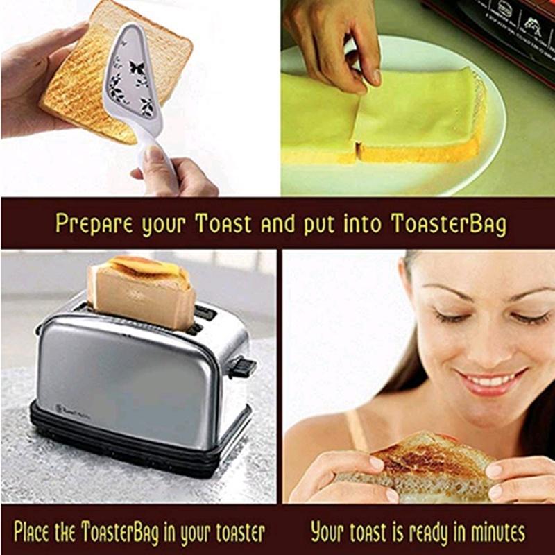 Toaster Bags Non-Stick Reusable Heat Resistant Sandwich Pizza Bread ...