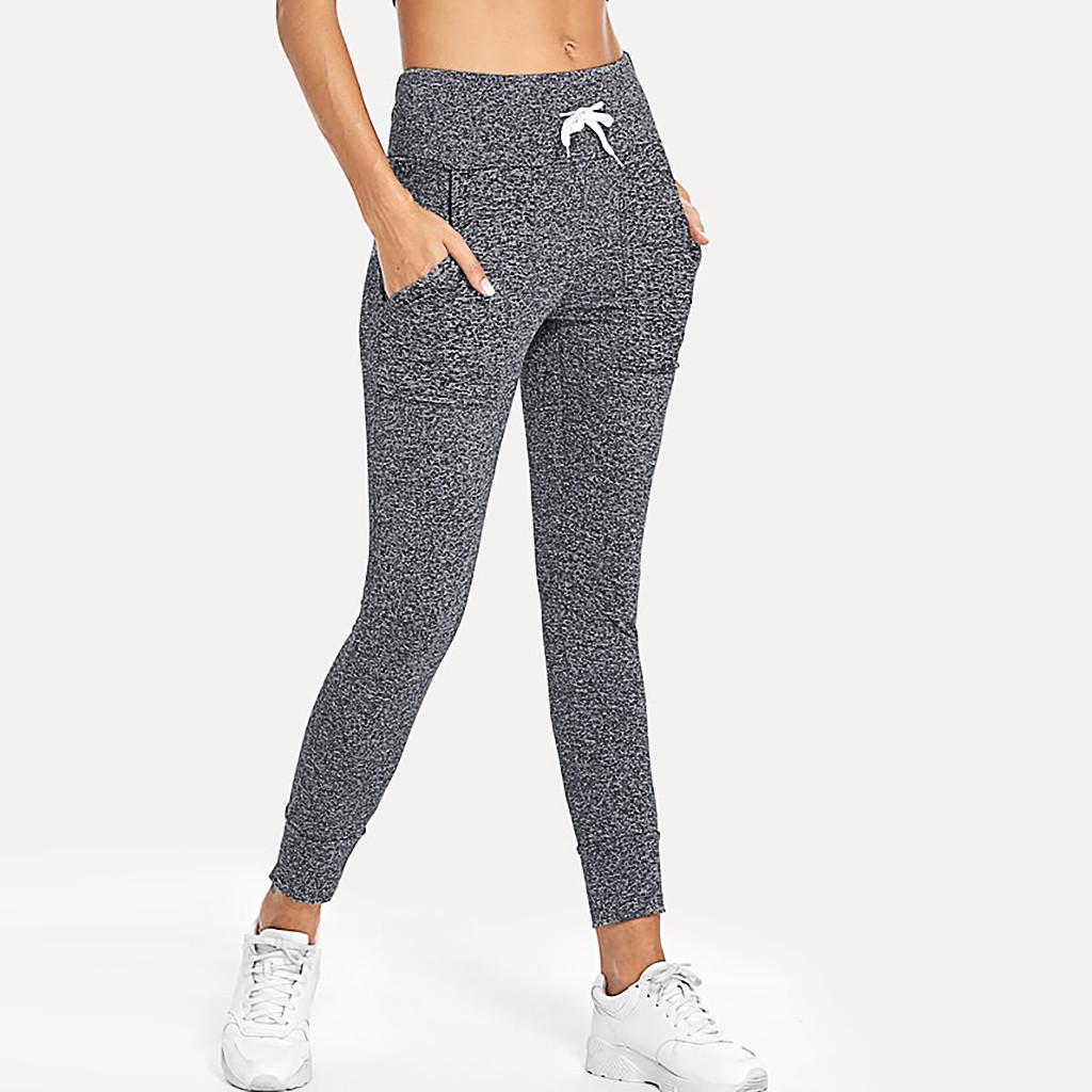 Fashion Women Elastic Waist Drawstring Leggings Trousers Yoga Sport ...