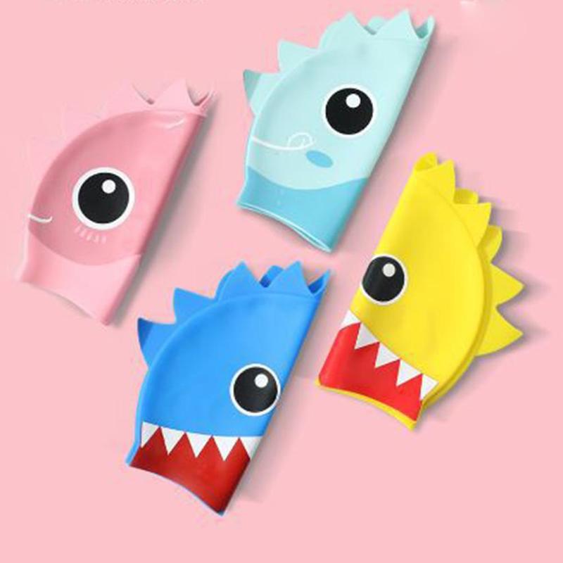 Cheap Cartoon Children Swimming Cap Shark Children Silicone Kids ...