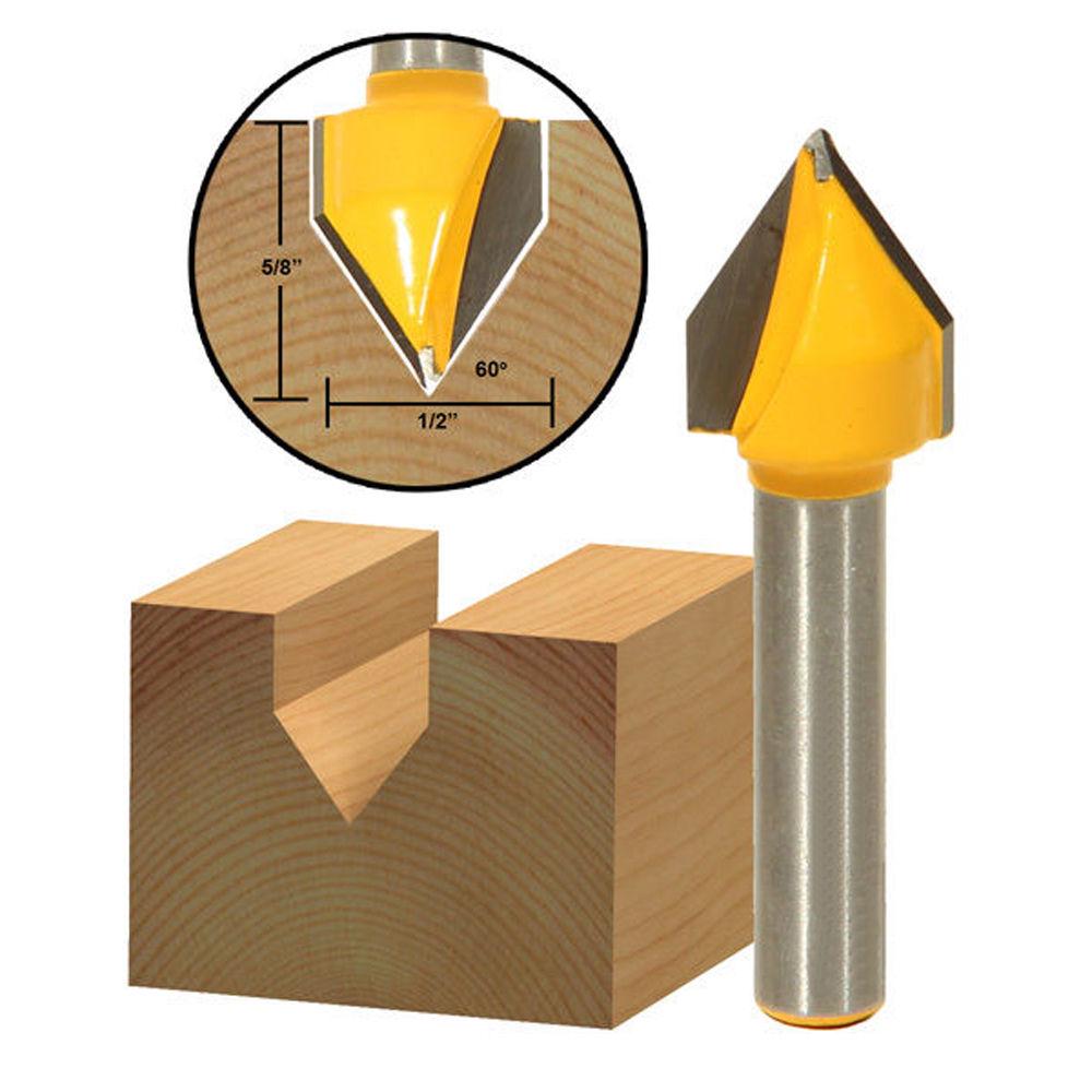 Buy 60Degree 1/2'' - 1/4'' Shank V Groove Router Bit Carbide Tipped ...
