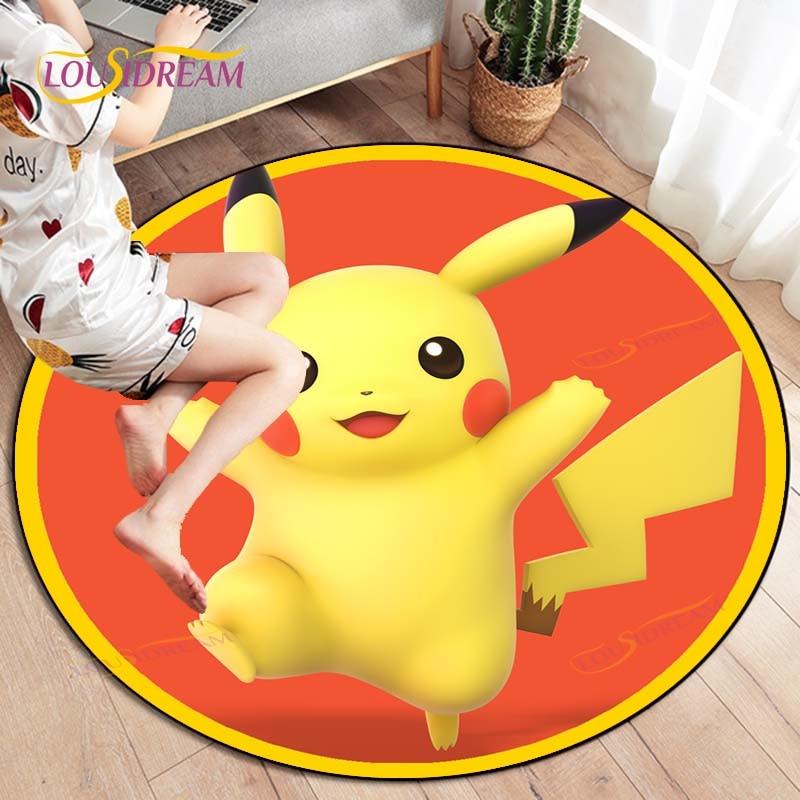 Buy Cartoon Pokemon Round Carpets for Living Room Rugs Soft Flannel ...