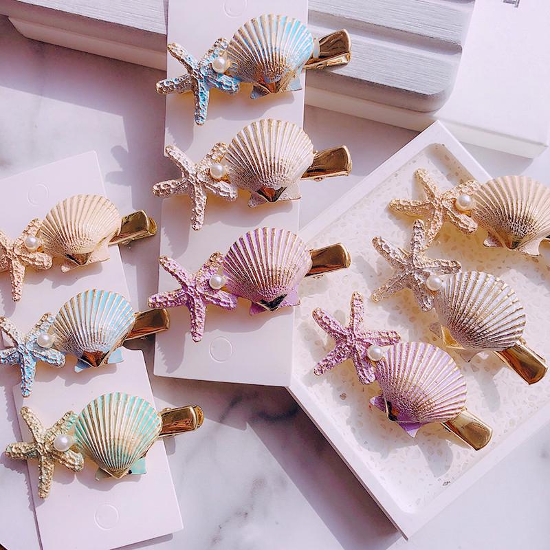 Buy 1 Pc Women Beach Shell Shape Hair Clip Imitation Pearl Hair Pin ...
