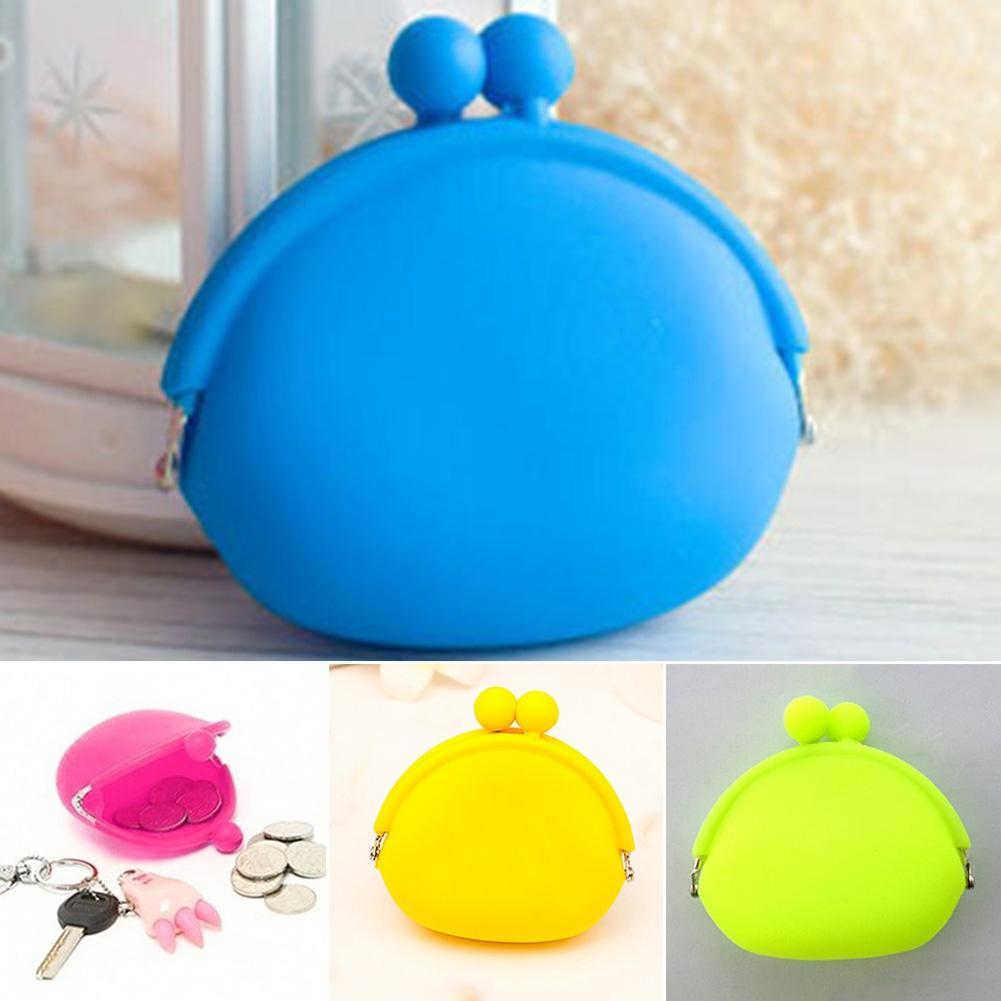 Buy Silicone Round Coin Purse Wallet Card Rubber Key Phone Bag at ...