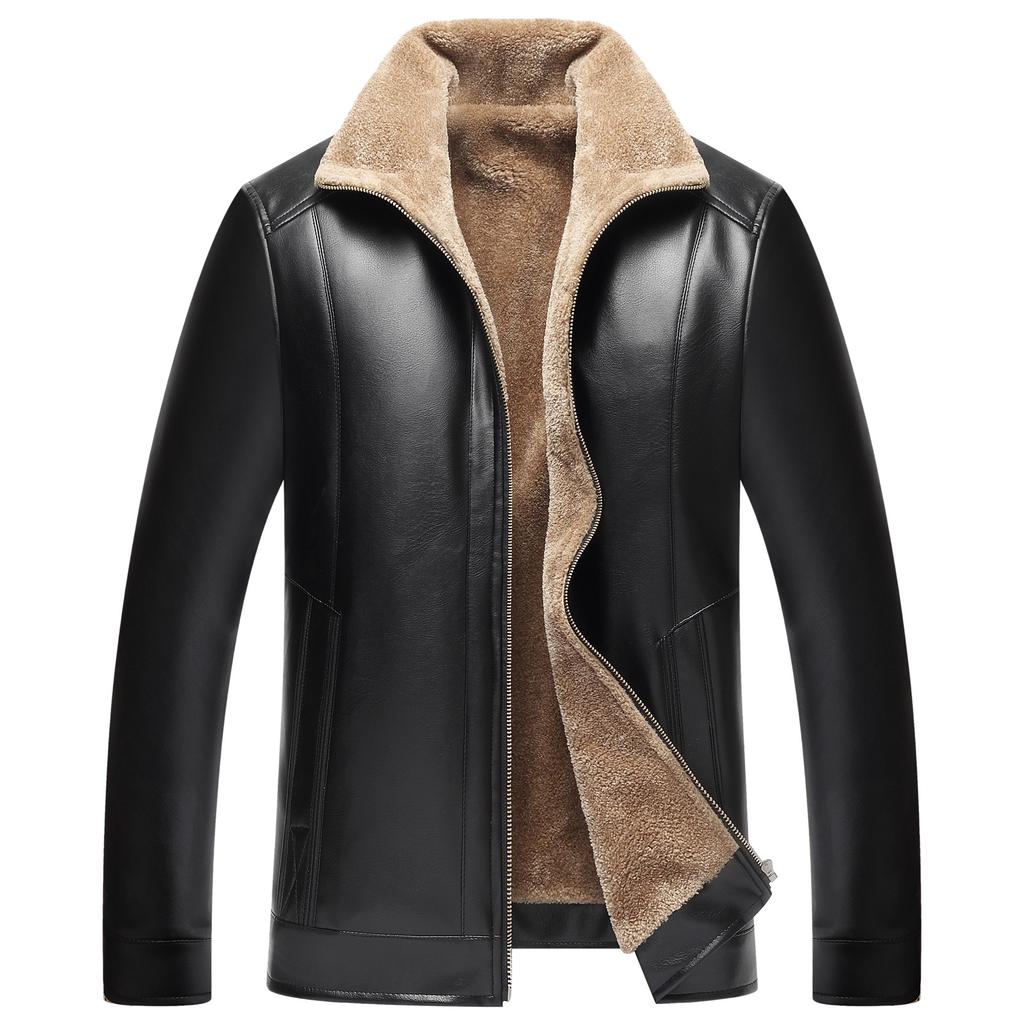 Buy Sexysexy Winter Men Leather Jacket Stand Collar Plus Velvet Thick ...