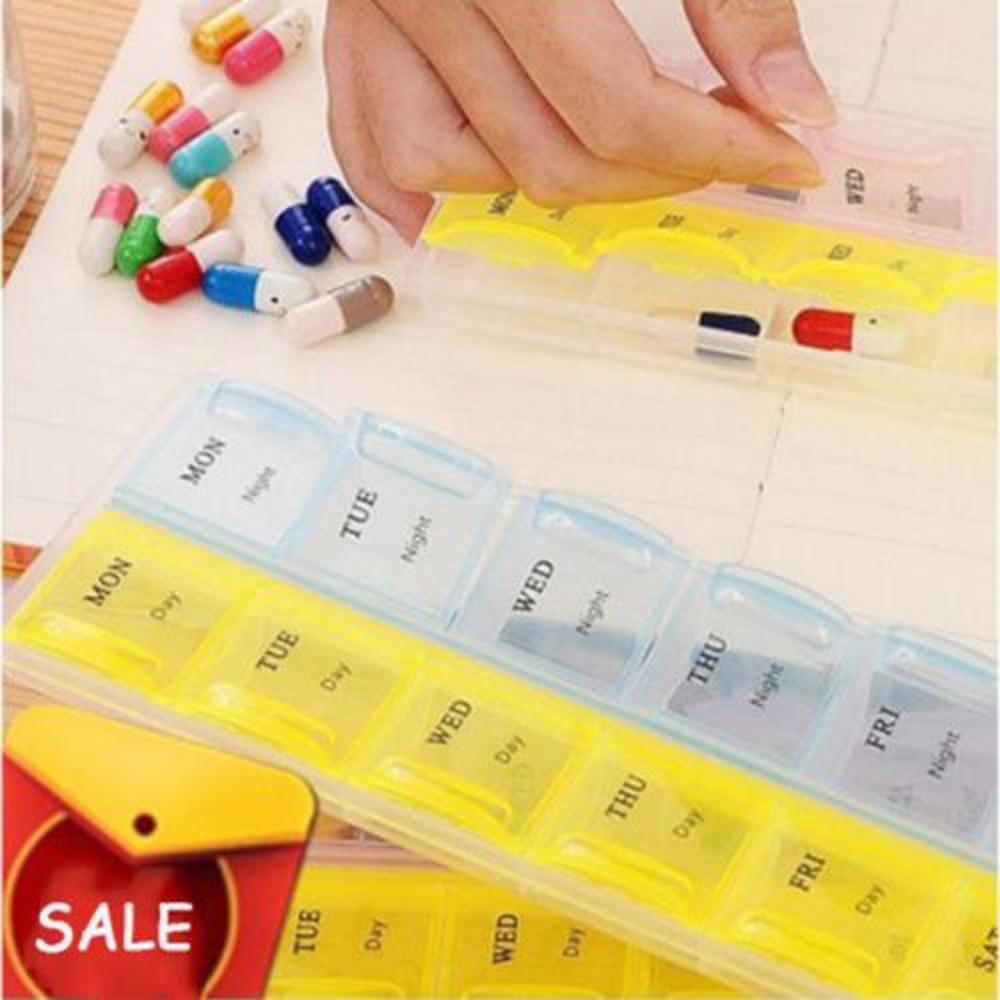 Buy Tablet Container Weekly Convenient Medicine Box 14 Slots Organizer ...