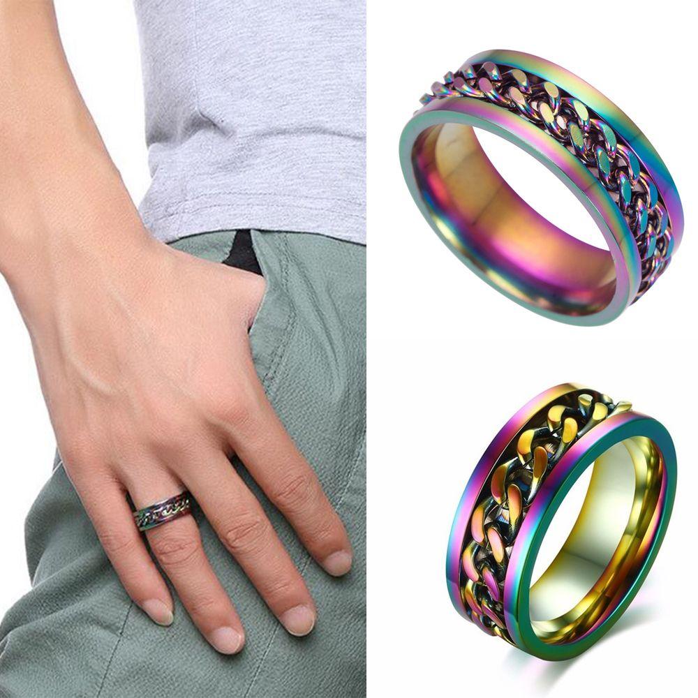 Köp Wedding Party Men Women Unisex Stainless Rotatable Chain Ring Band ...