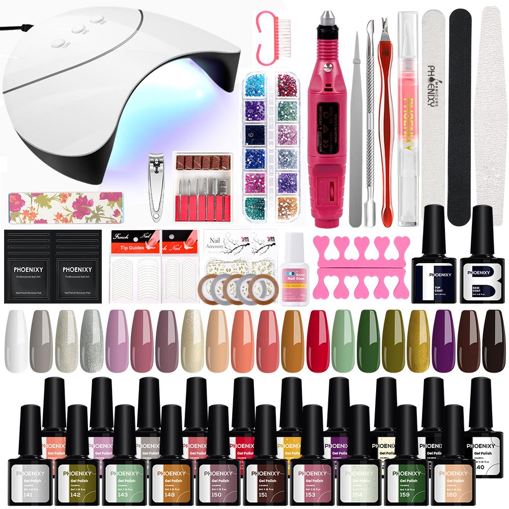 Buy PHOENIXY 36W UV LED Lamp For Nail With 20Colors Nail Polish Soak Off Gel Kit Nail Drill ...