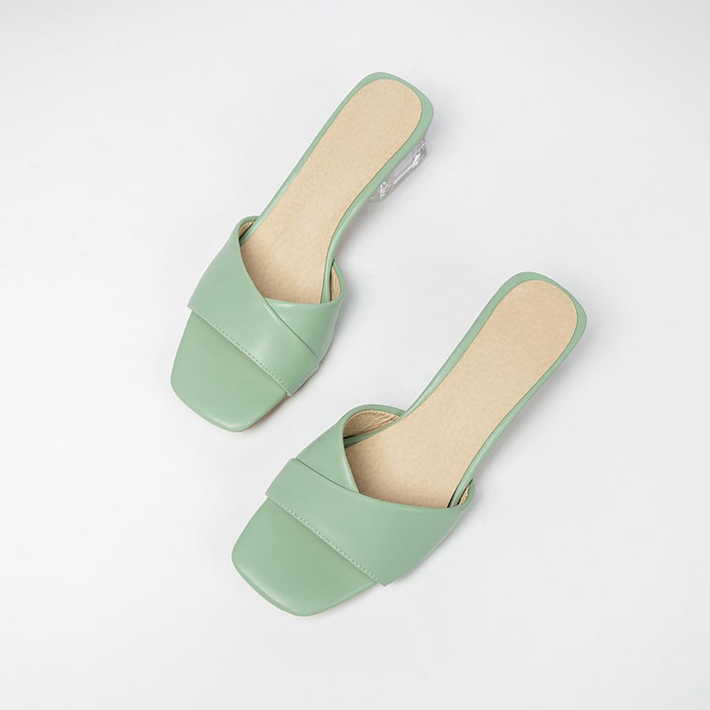Buy Womens Heeled Mules Square Open Toe Fruit Colors Backless Clear ...