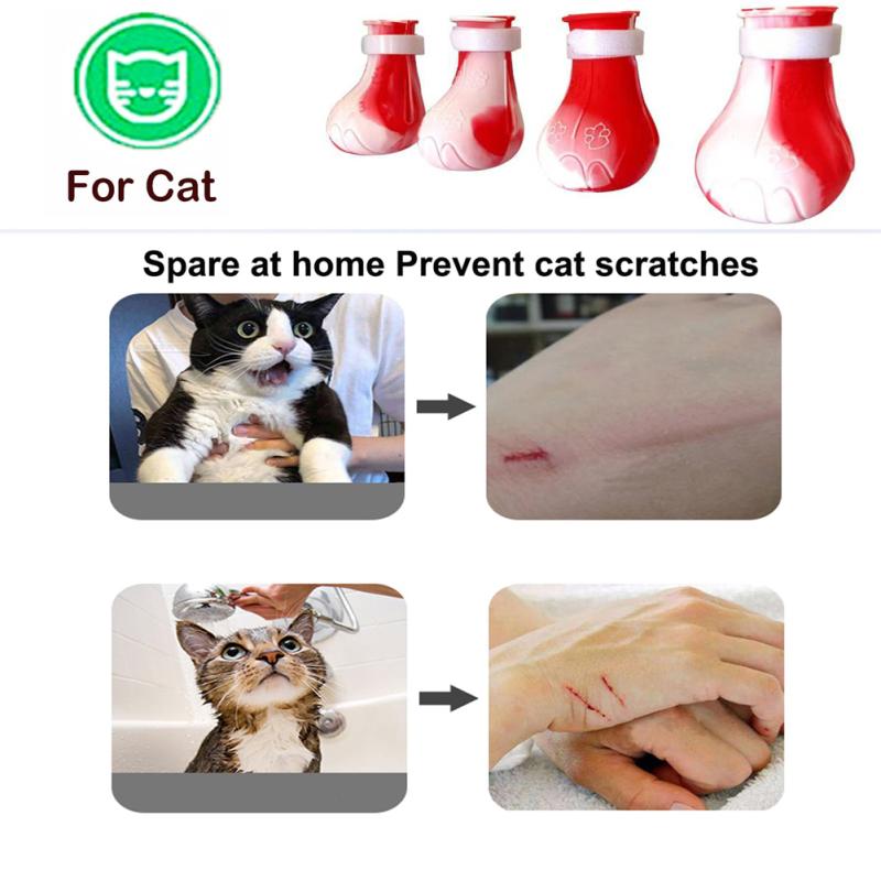 Satın alın 4pcs Pet Cat Silicone Foot Cover Washable Anti-scratch ...