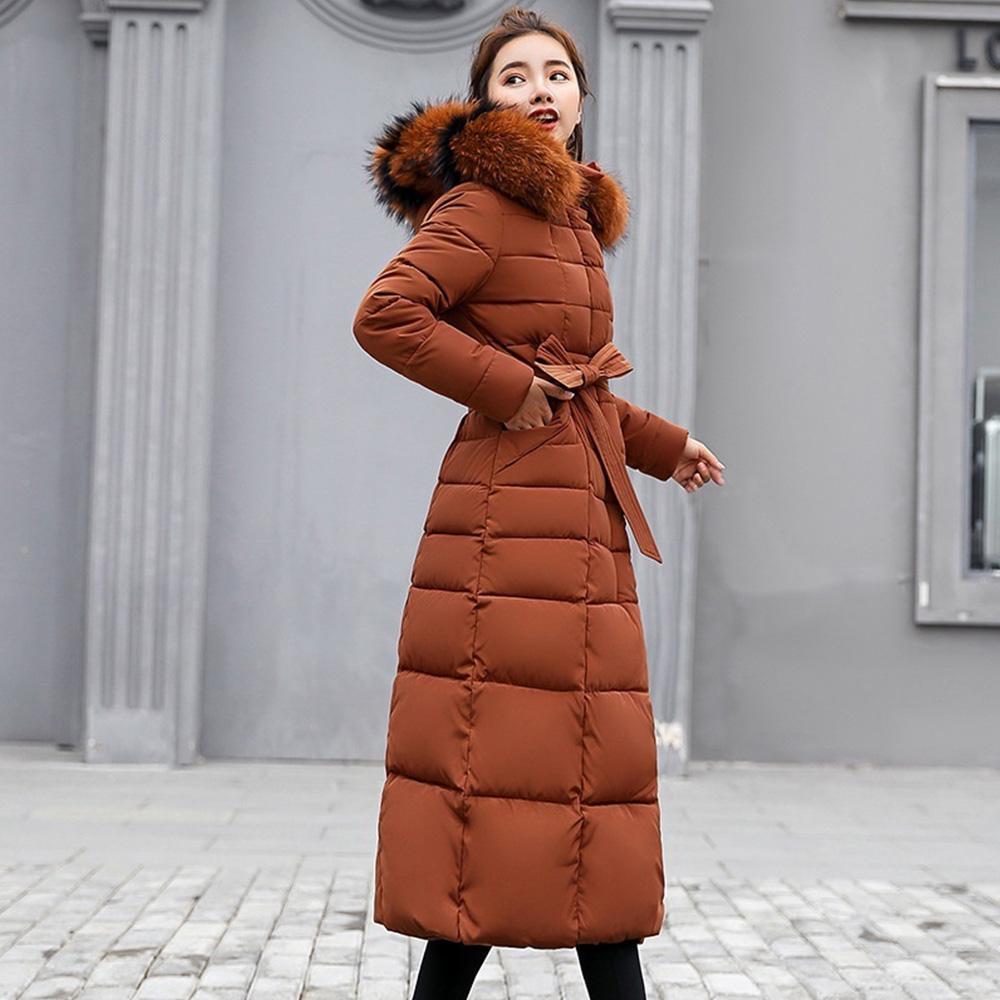 Buy Women Red Down Coat Winter Warm Long Down Parka Puffer Jacket With ...