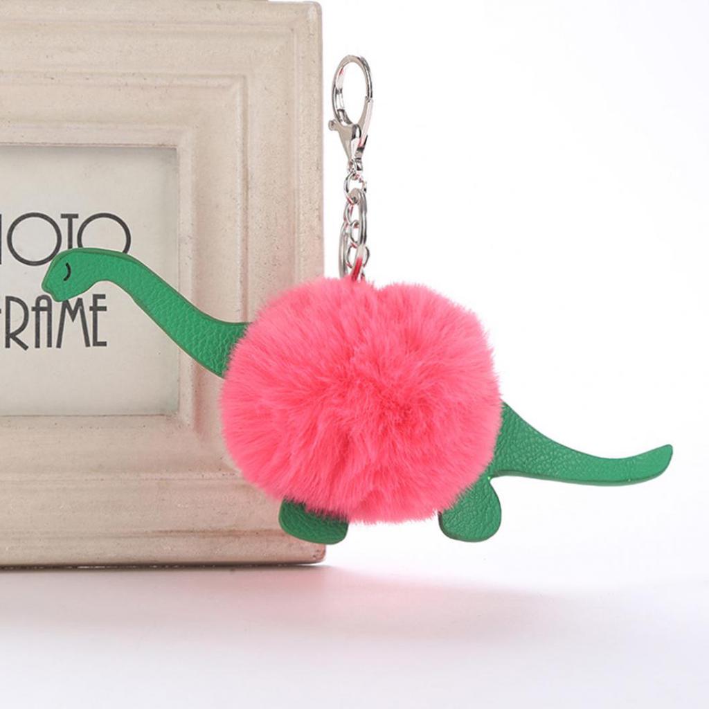 Buy Fluffy Dinosaur Pompom Key Ring Holder Keychain Car Bag Hanging ...