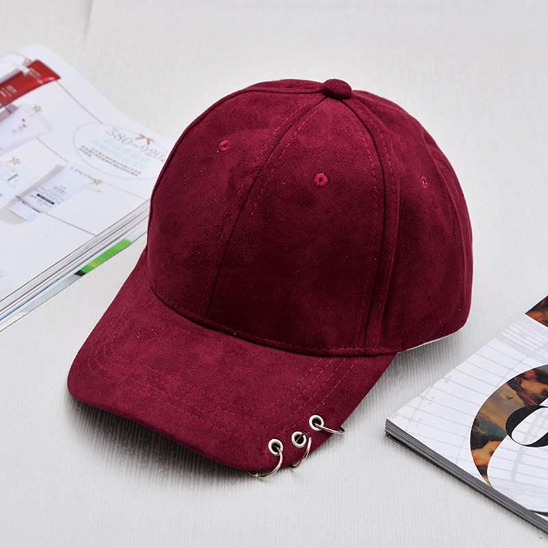 Unisex Ring Snapback Caps Solid Color Baseball Cap Women Men Suede Hip ...