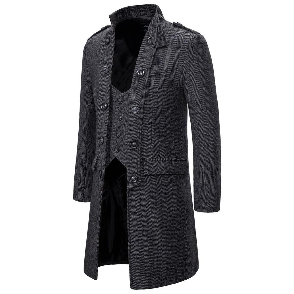 Buy New Men's Coat Medium Long Men's Fake Two Coats Want Pure Color ...