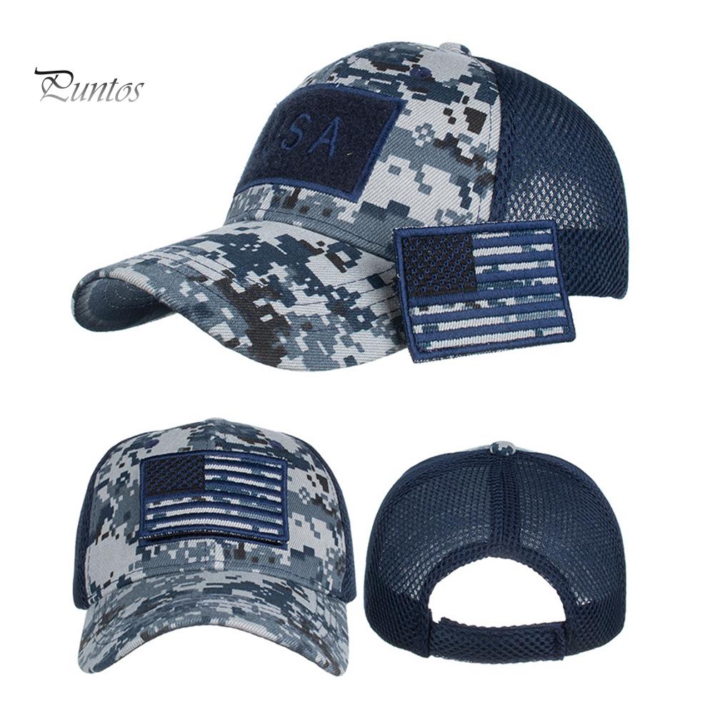 Buy Adjustable Outdoor American Flag Camouflage Baseball Cap Men Sun ...