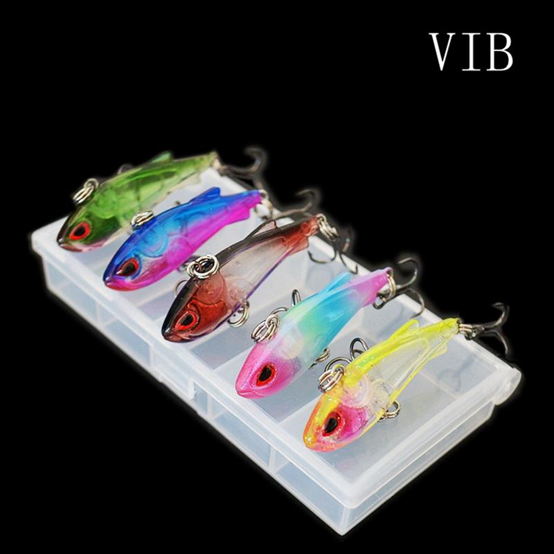 Satın alın Multicolor 5PCS Fishing Lures 2-4.5g 4.2-5cm Minnow Popper Crank Pencil VIB with 3D ...