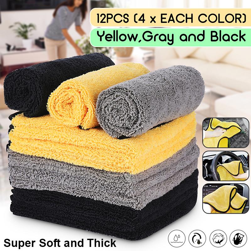 MATCC 12Pcs Microfiber Cleaning Cloth Towels Soft Auto Car Wash Cloth ...