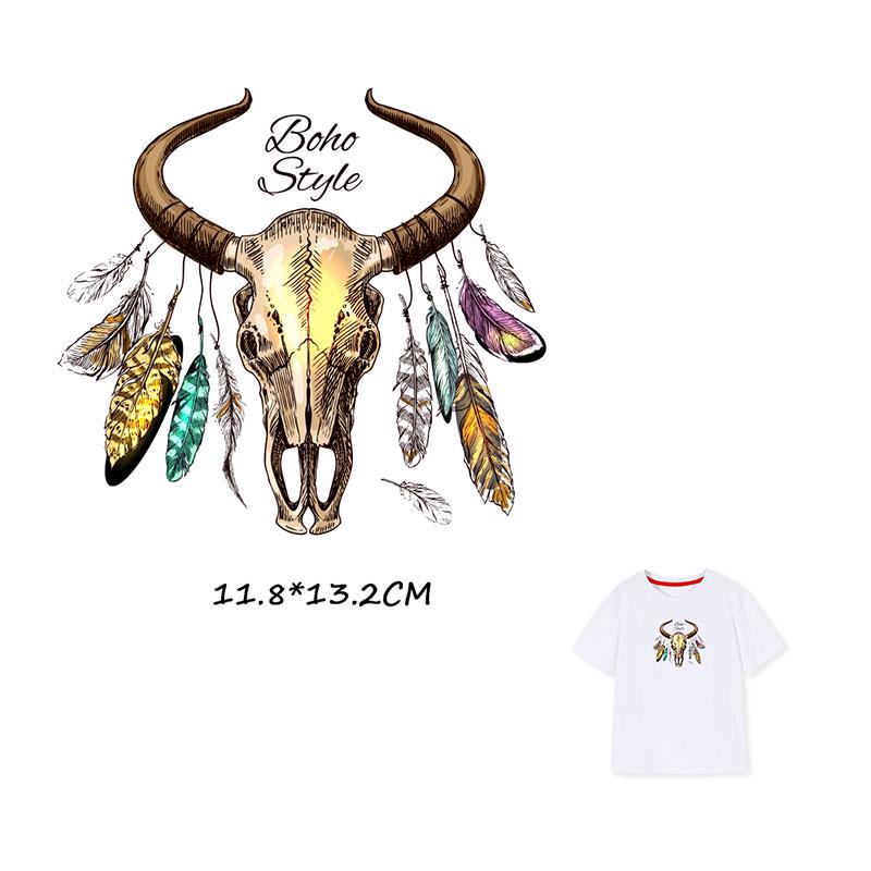 Buy Ox head Patches T-shirt Press Sticker A-level Washable Iron on ...