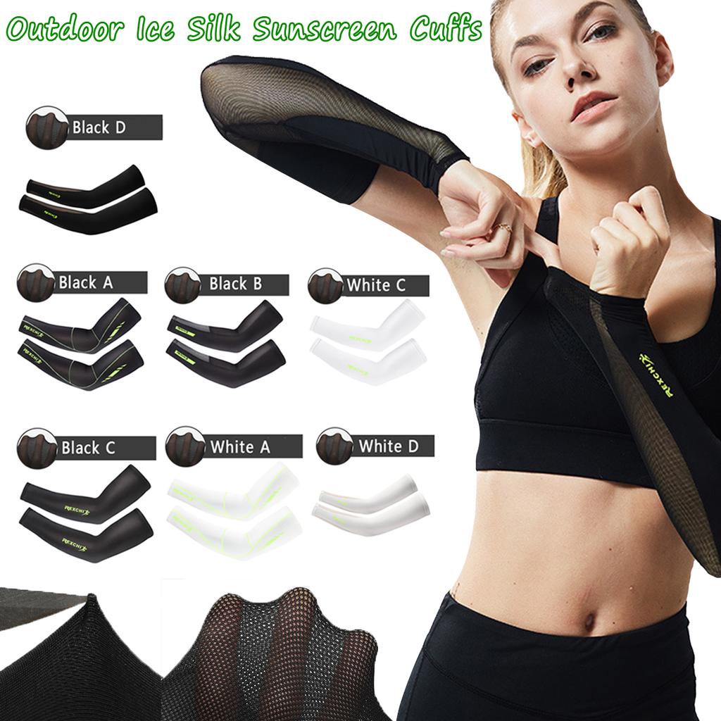 Buy A Pair Ice Silk Sunscreen Cuffs Summer Sports Armband Gloves Sleeve ...