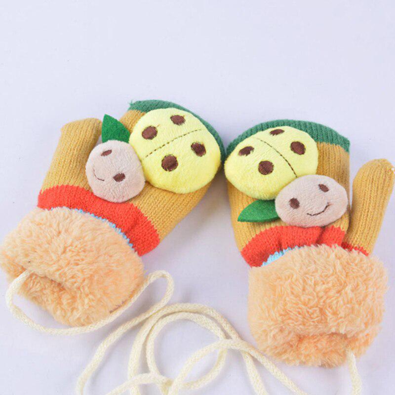 Buy Kids Girls Warm Cartoon Ladybug Gloves Cute Knitted Animal Winter ...