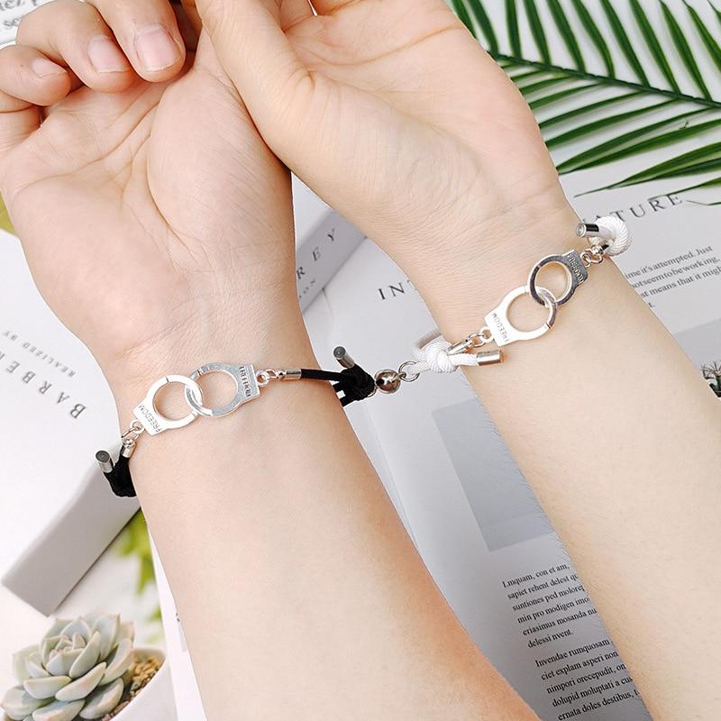 Buy 2pcs Magnet Couple Bracelet Handcuffs Braclet Adjustable Matching ...