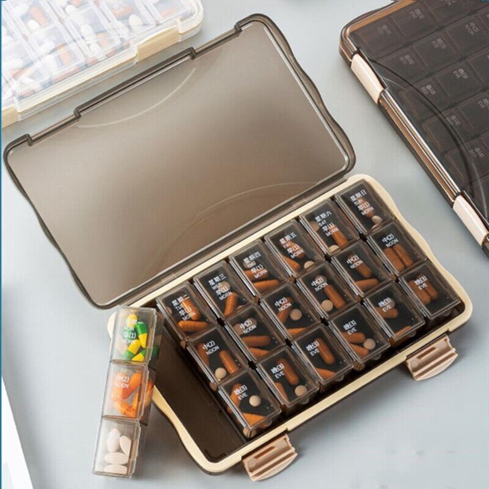 Cheap 21/28 Grid Pill Box PP+ABS Weekly Dispenser New Medicine ...