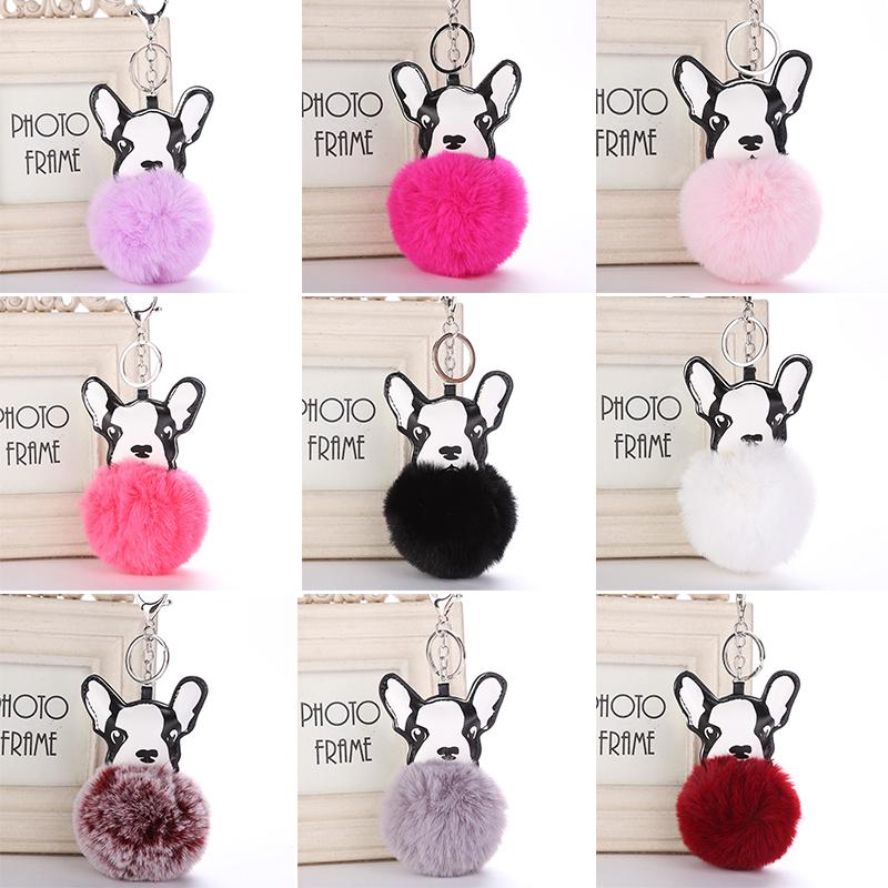 Buy 1PC Plush Dog Fluffy Fur Ball Keychain Pendant Keyring Soft ...