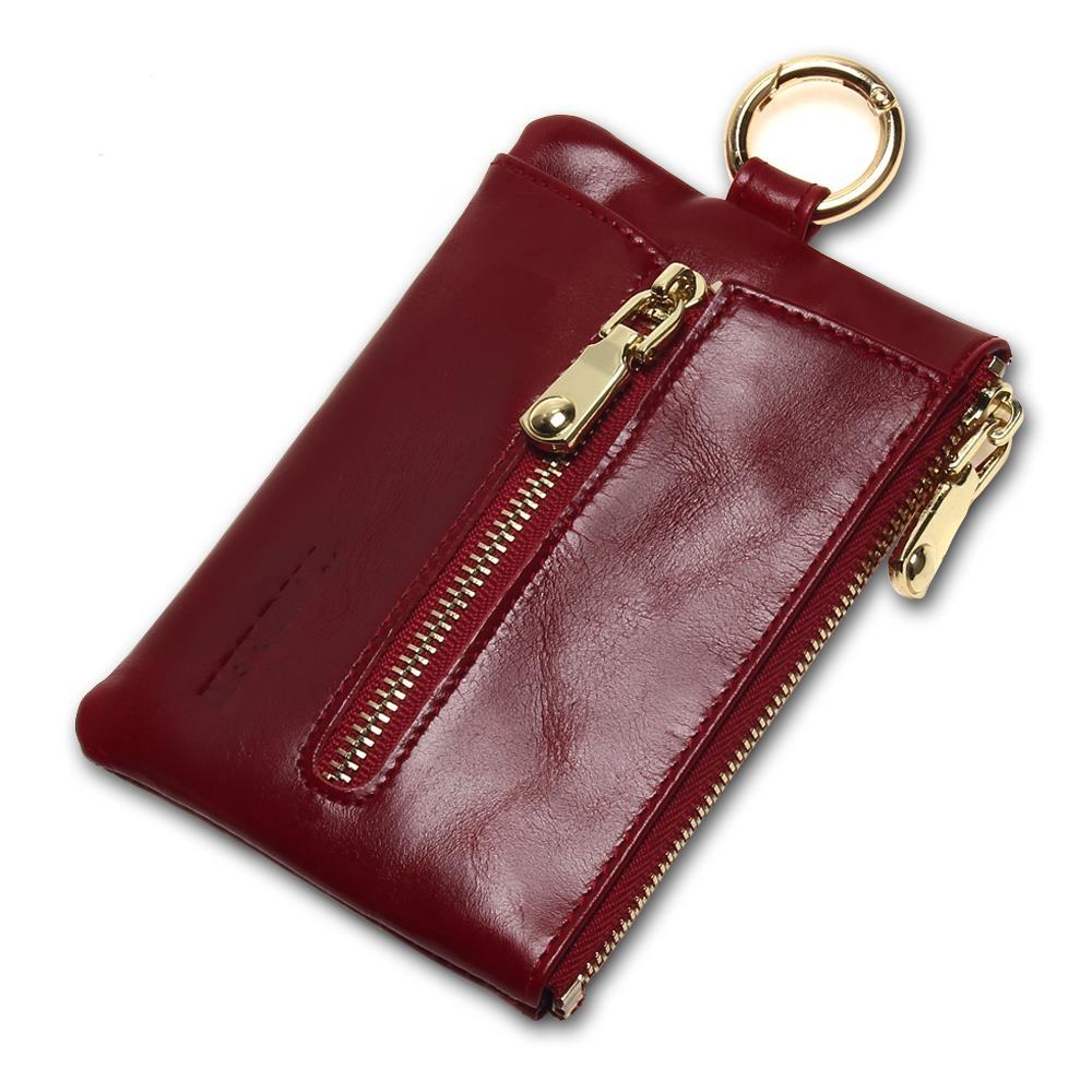 Buy TAUREN Women Genuine Leather Oil Wax Zip Wallet Coin Key Holder ...