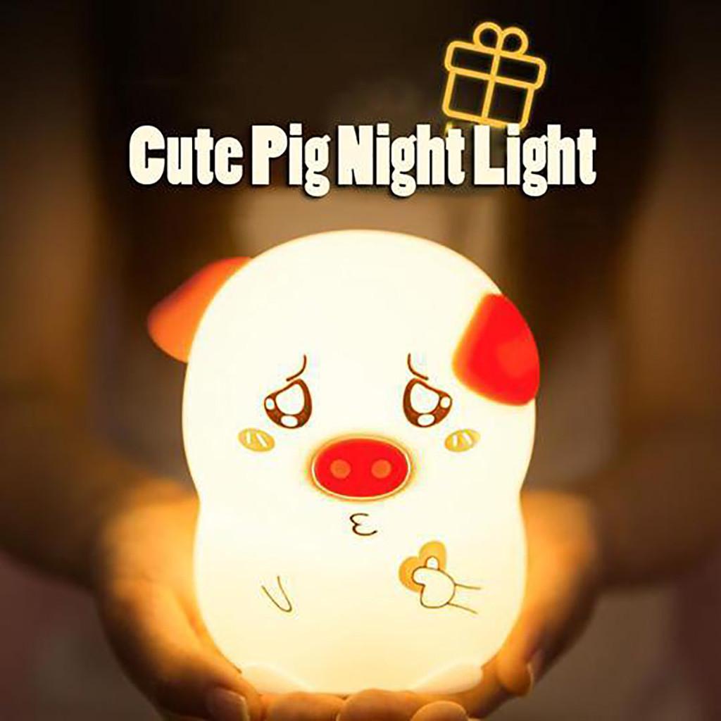 Buy Silicone Cute Pig Night Light Shaped LED USB Charging Pat Lights ...