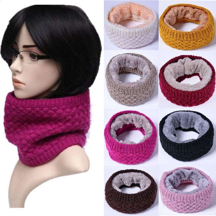 Buy Unisex Winter Knit Scarves Plus Thick Brushed Elastic Round ...