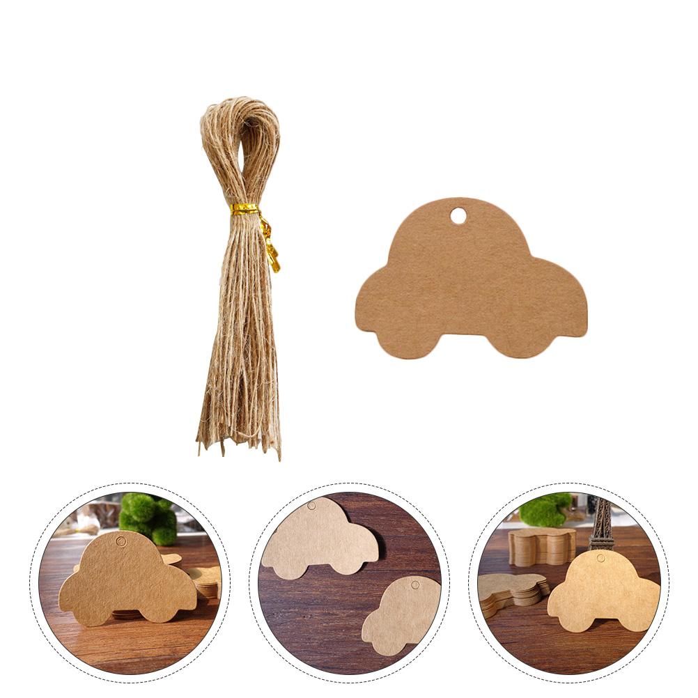 Buy 1 Set Creative Car Shape Tags Kraft Gift Paper Labels with Hemp ...