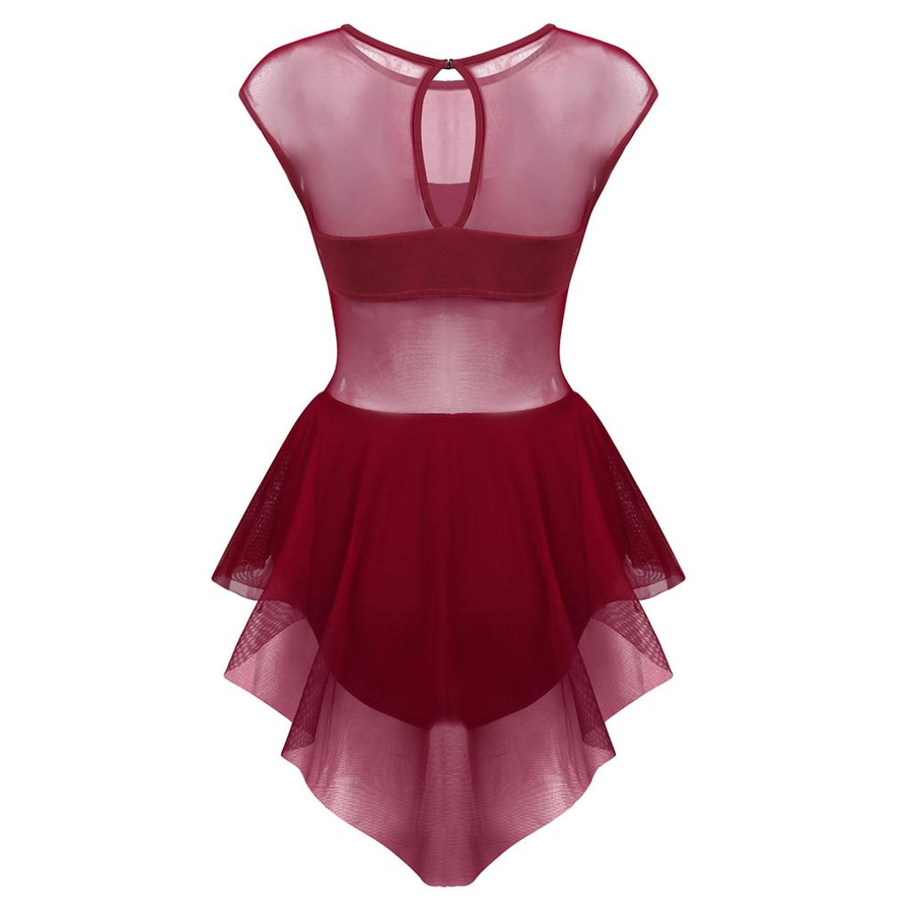 Buy Women's Lyrical Modern Dance Costueme Asymmetric Mesh Tutu Leotards ...
