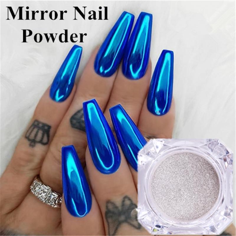 Buy 1 Box Mirror Nail Powder Mirror Silver Shimmer Powder Super Shining ...