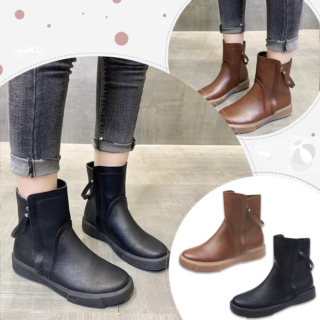 Satın alın Winter And Autumn boots Womens Double Zipper Antiskid Short ...