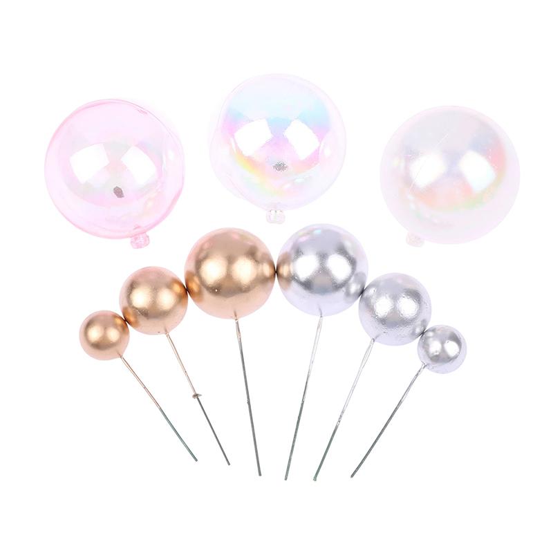 Cheap 6Pcs Cake Ball Plug-Ins Birthday Ball Cake Topper Dessert Decor ...