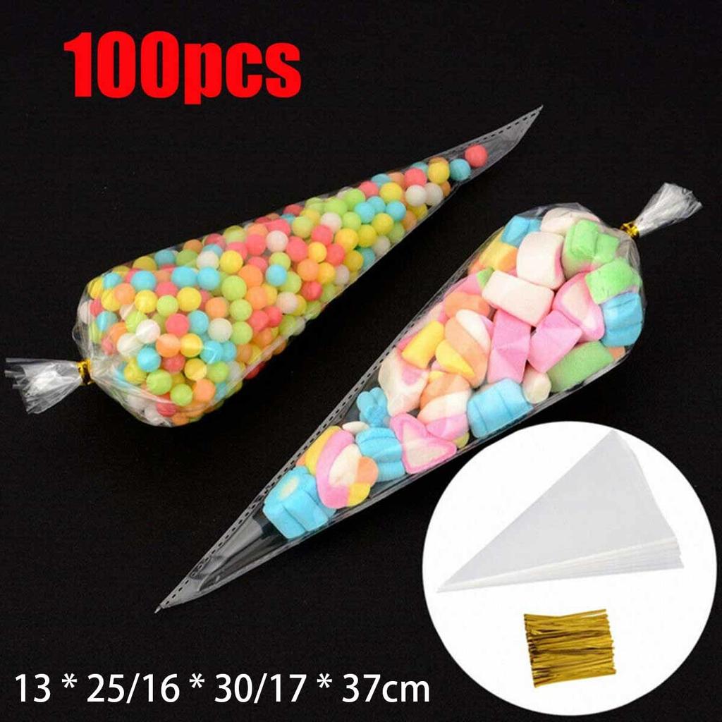 Buy 100pcs Transparent Clear Triangle Candy Food Bags For Wedding ...
